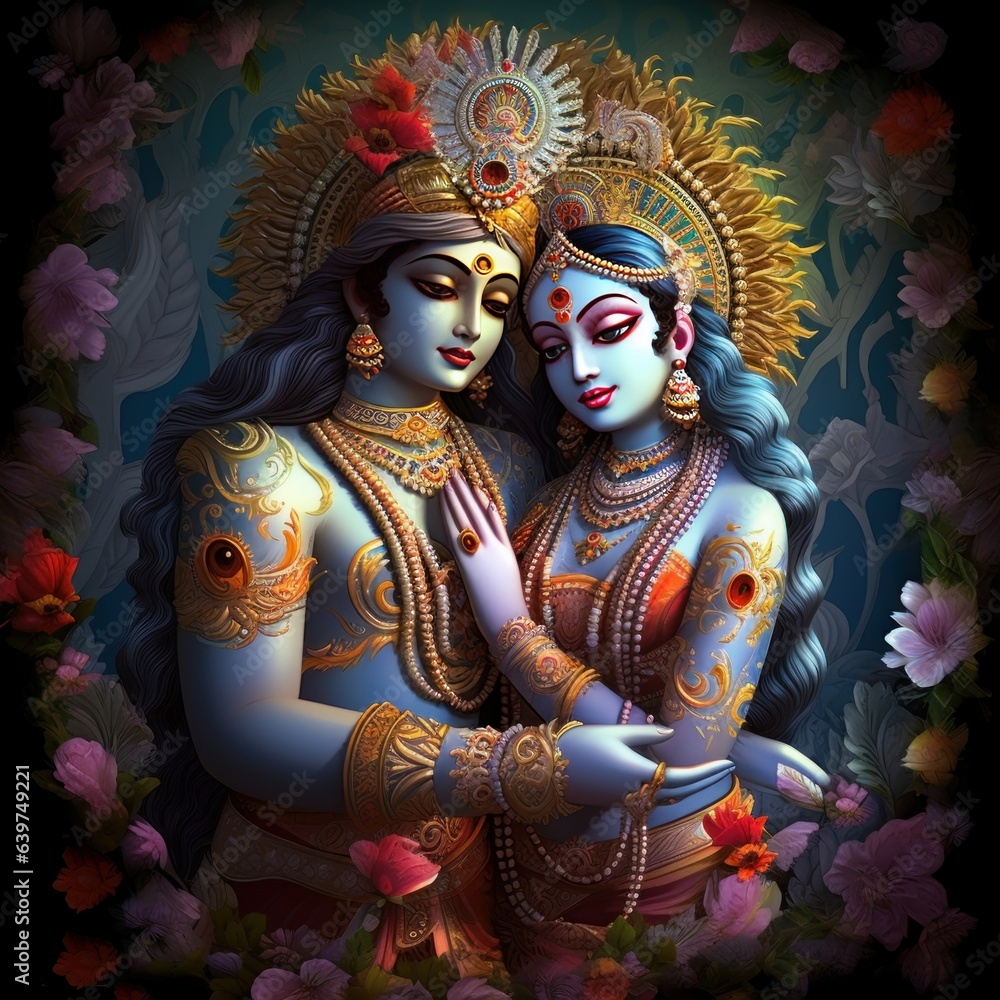 Hindu God Radha Krishna, Generative AI Stock Illustration | Adobe Stock
