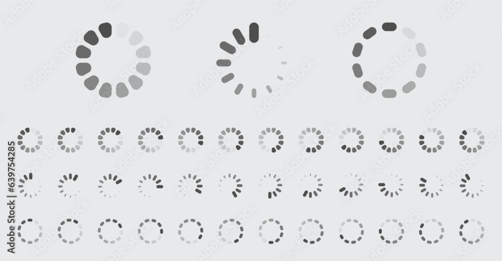 Circular Loading Buffering Icons Vector Set Video Ready for Animation ...