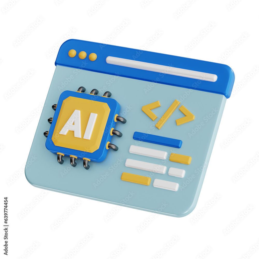 ai coding 3d, high quality render, transparent background, artificial ...