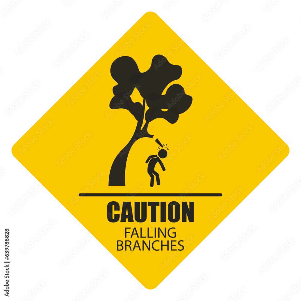Printable lebel sticker sign man walking with accident branches of tree ...