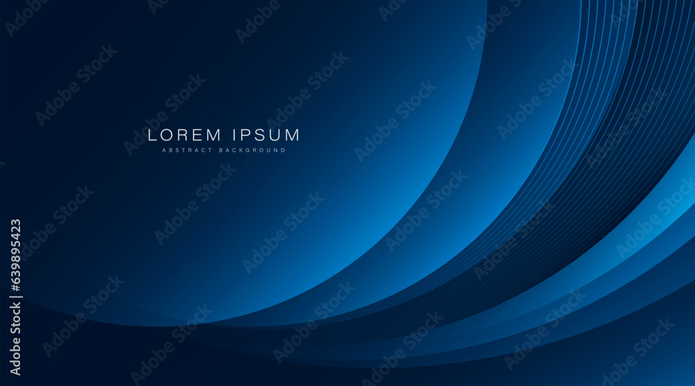 Dark blue abstract background. Modern shiny blue gradient curve shape graphic design. Dynamic ...