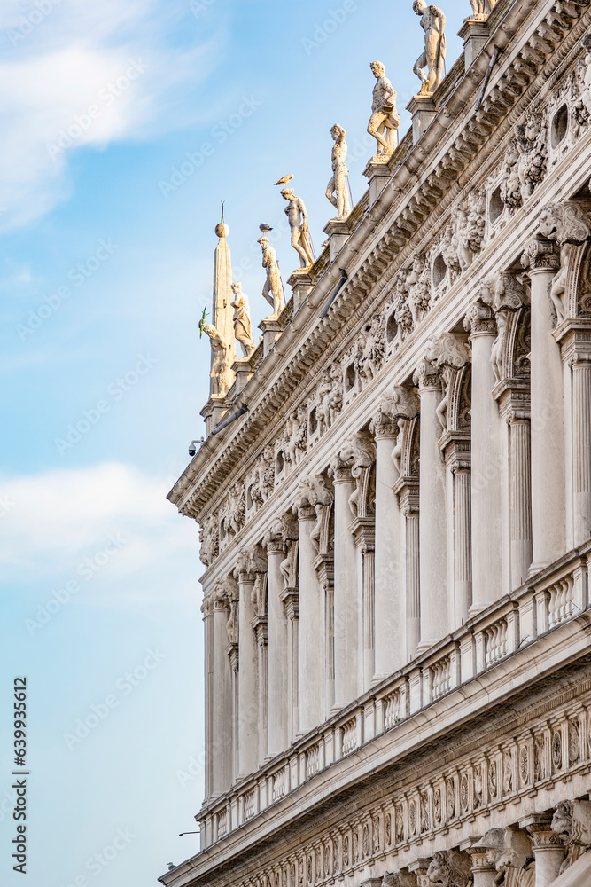 Architecture detail with the facade of the Marciana National Library ...