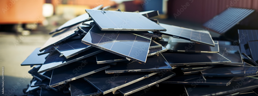 Stock-Illustration „A dump of broken solar panel recycle . End of life ...