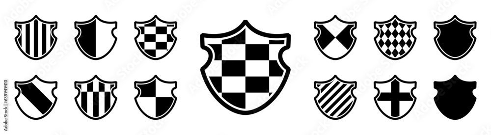 Protect shield vector set. Shields of various shapes with various ...