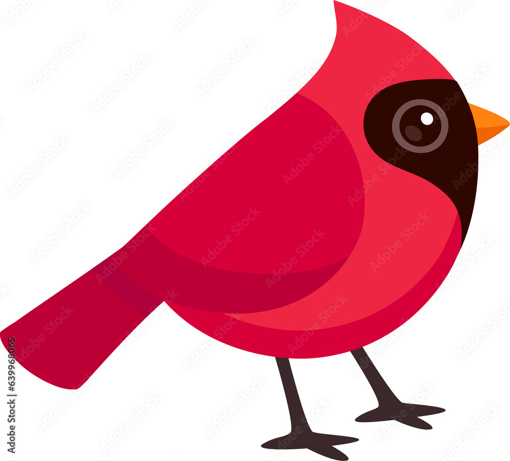 Cute cartoon red Northern Cardinal bird. Simple clip art illustration ...