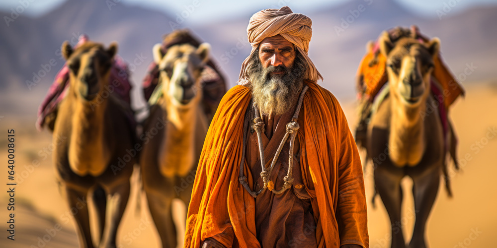 Man Wearing Traditional Clothes on the Desert Sand, a Symbol of the ...