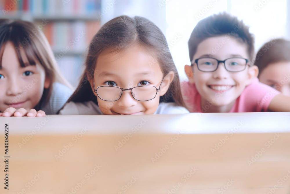 A group of children from different ethnic backgrounds have a fun time ...