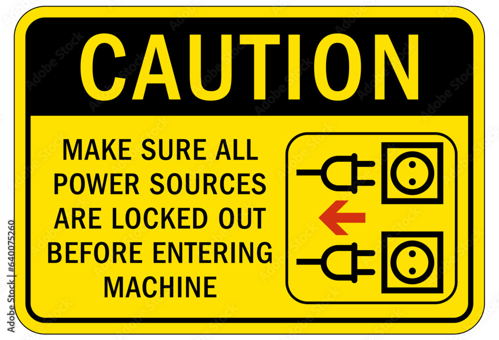 Multiple power source electrical warning sign and labels make sure ...