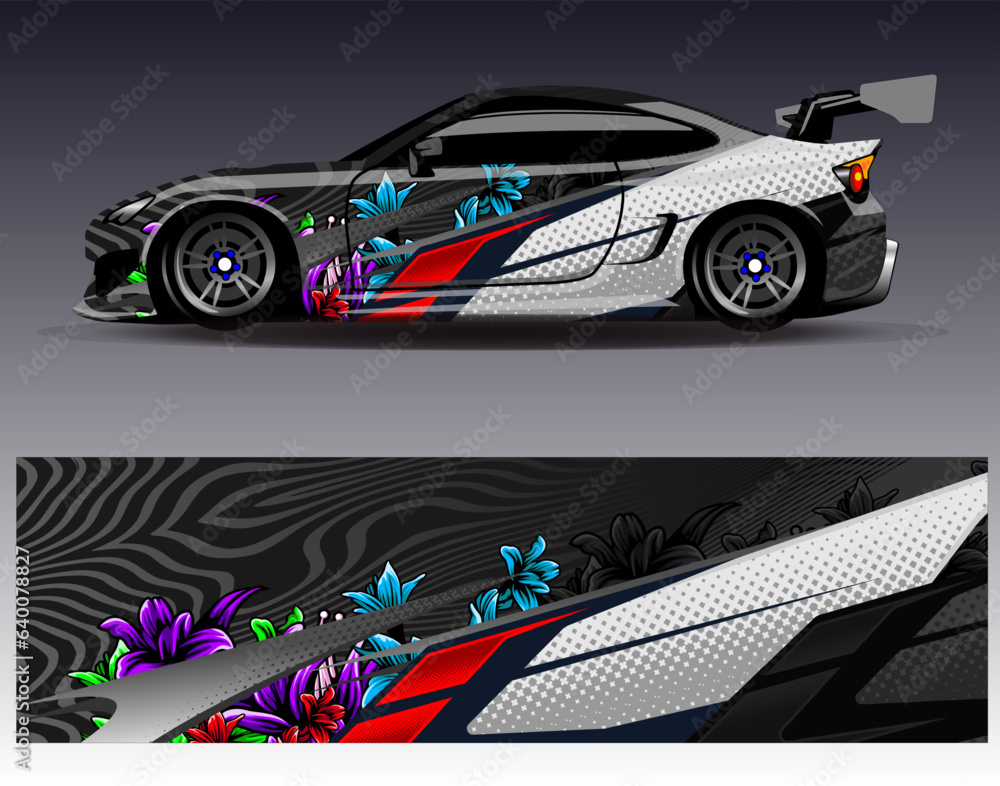 Race car wrap decal designs. Abstract racing and sport background for ...