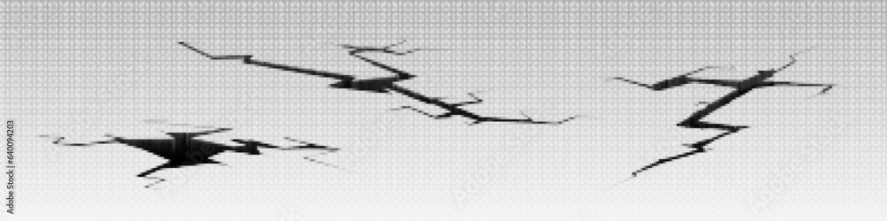 Earth break ground and crack hole vector 3d effect. Broken concrete ...