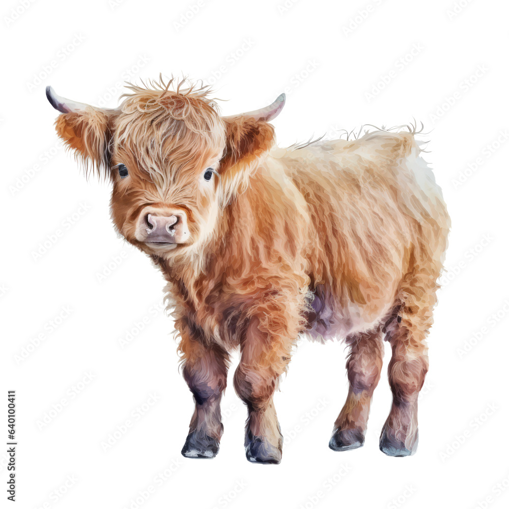 Baby highland cow watercolor clipart on transparent background ...