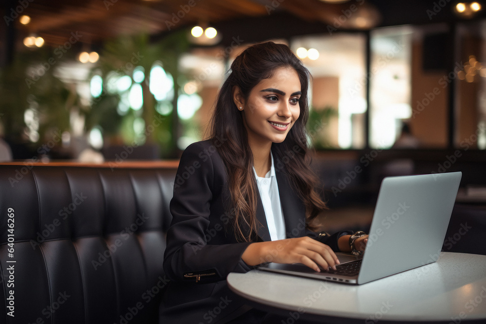 Young indian businesswoman or corporate employee using laptop Stock ...