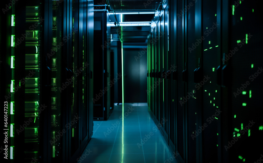 High-Tech Server Room. Room housing server racks and supercomputers ...