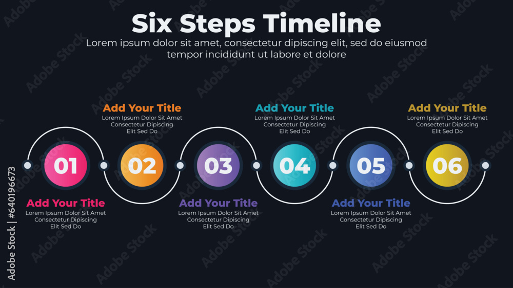 Circular timeline infographics template with 6 steps Stock Vector ...