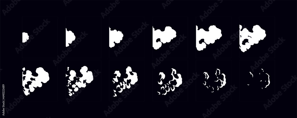 Dust explosion 2d cartoon animation. Smoke animated sprite sheet. fire ...