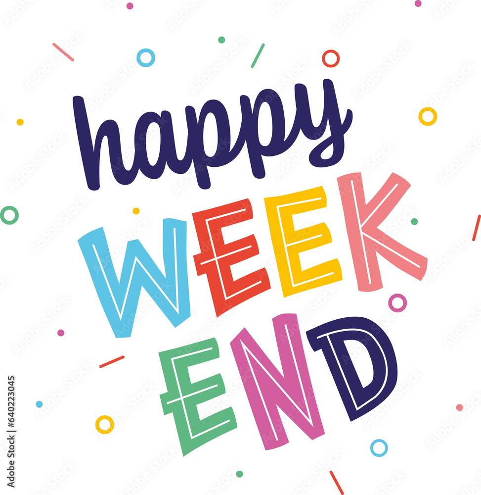 Digital png illustration of happy weekend text and weights on ...