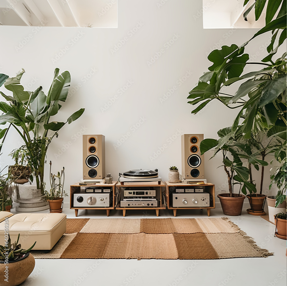 record room, stereo console, speakers, dieter rams, whit big ...