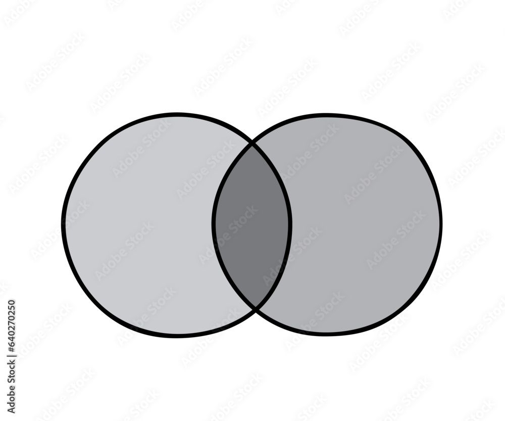 Two circle Venn diagram gray icon. Clipart image isolated on white ...