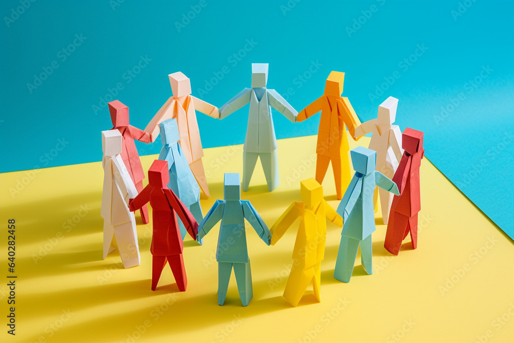 Togetherness cooperation person concept paper team together symbol ...