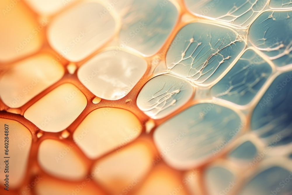 Microscopic macro close-up shot scientific research epithelial tissue ...