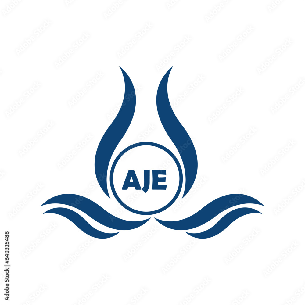 AJE letter water drop icon design with white background in illustrator ...