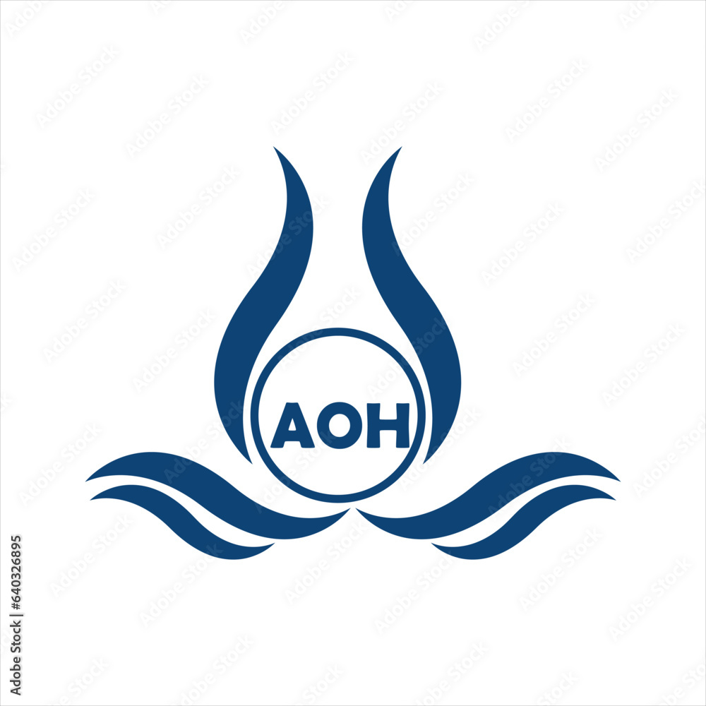 AOH letter water drop icon design with white background in illustrator ...