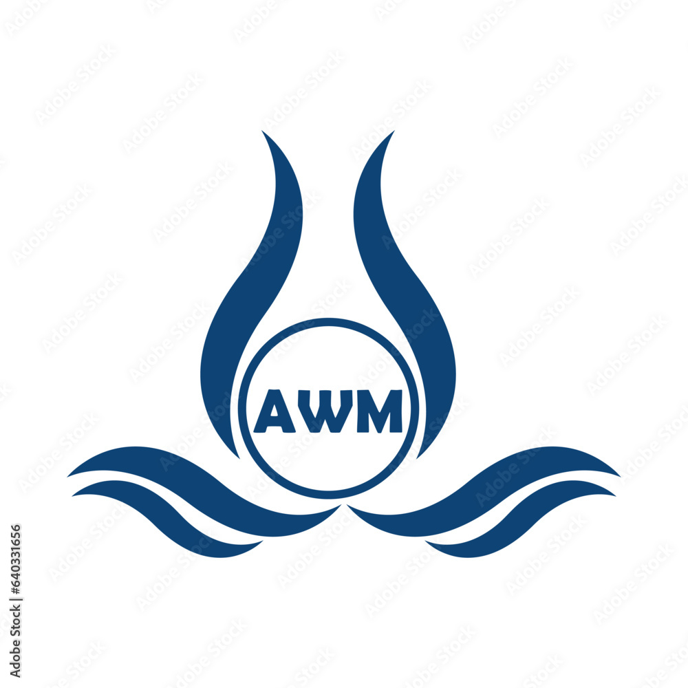 AWM letter water drop icon design with white background in illustrator ...