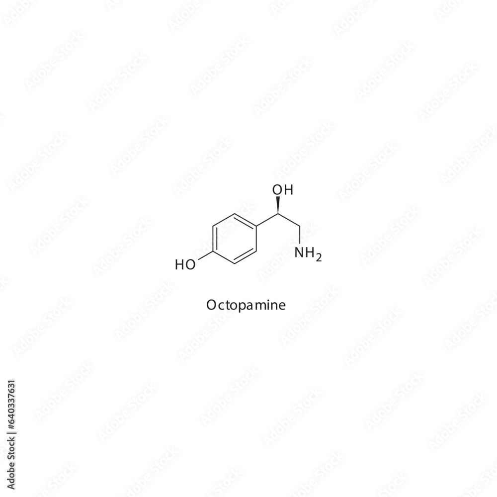 Octopamine flat skeletal molecular structure α1 agonist drug used in ...
