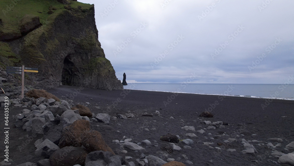 The Reynisfjara Black sand beach, Halsanefshellir cave, basalt columns ...