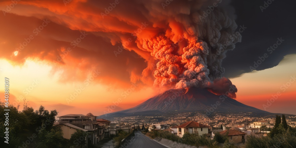 Dramatic Volcanic Eruption Engulfs Italian City. Devastating Lava ...