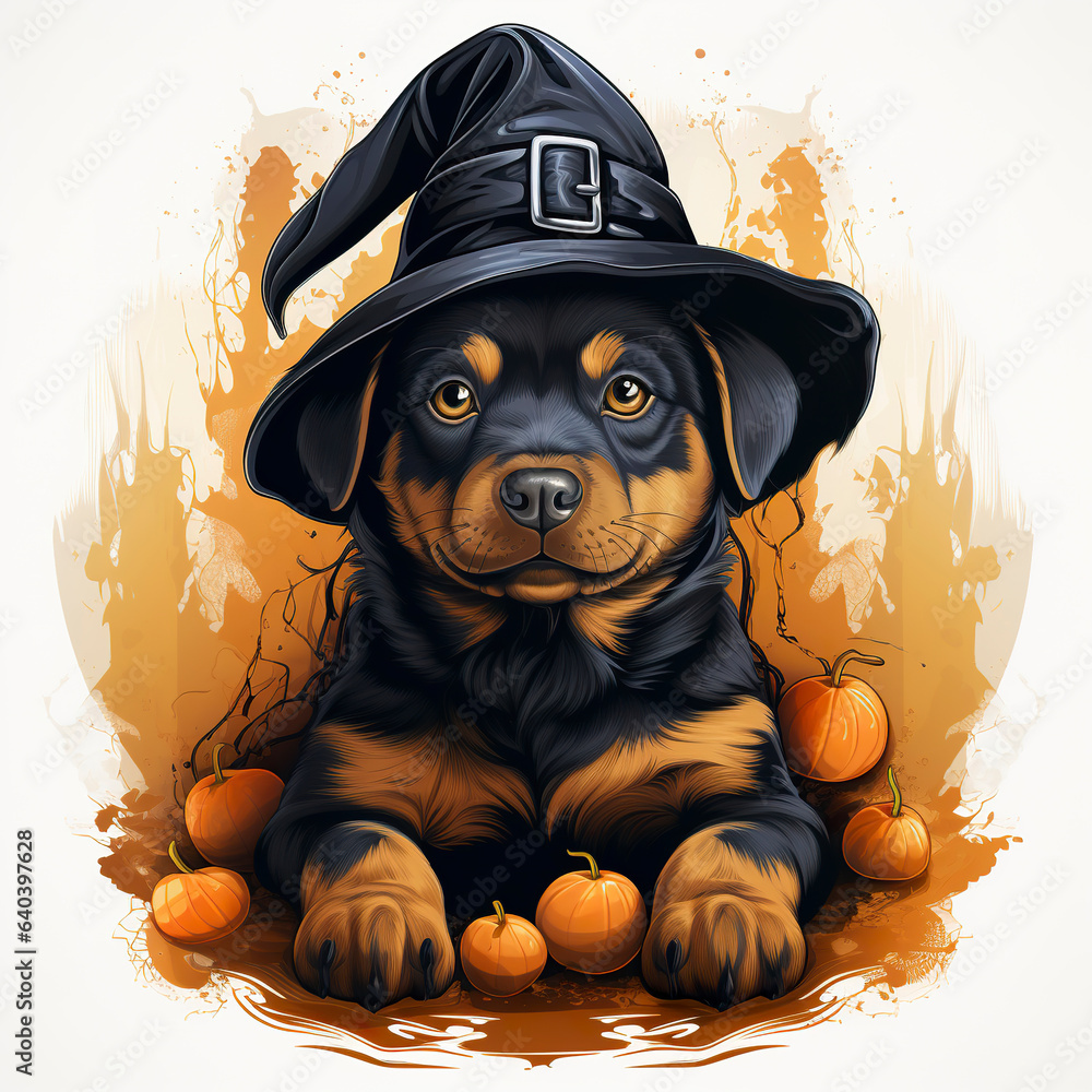 Lush detailed vector illustration of Halloween celebration of cute ...