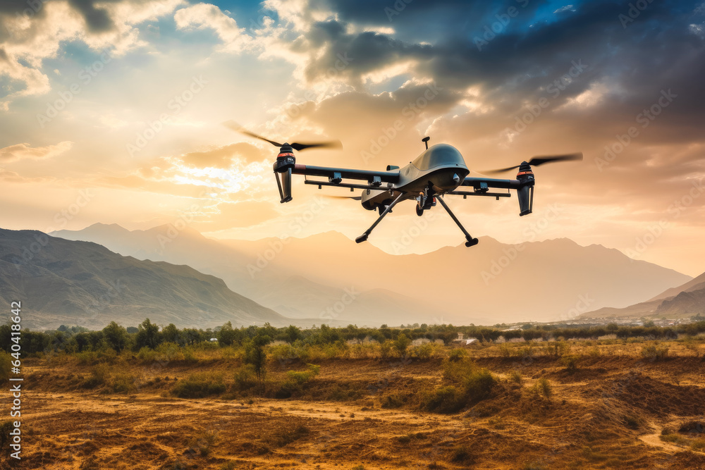 Military drones turned into effective weapons of war. Military fighter ...