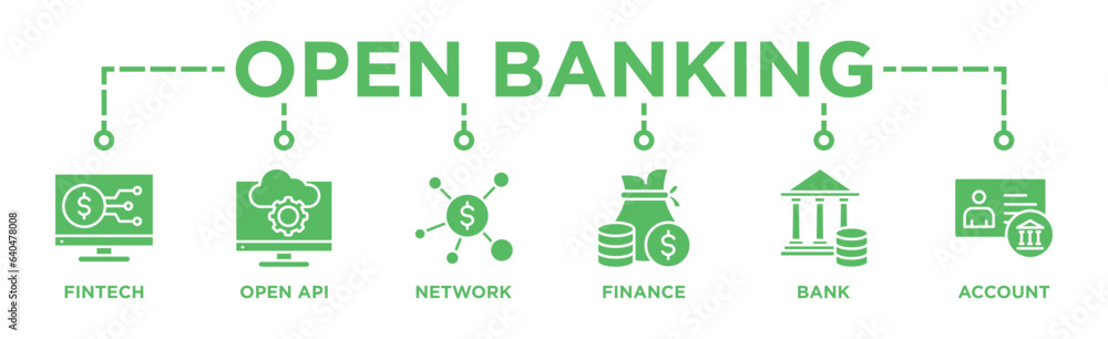 Open banking banner web icon vector illustration concept for financial ...