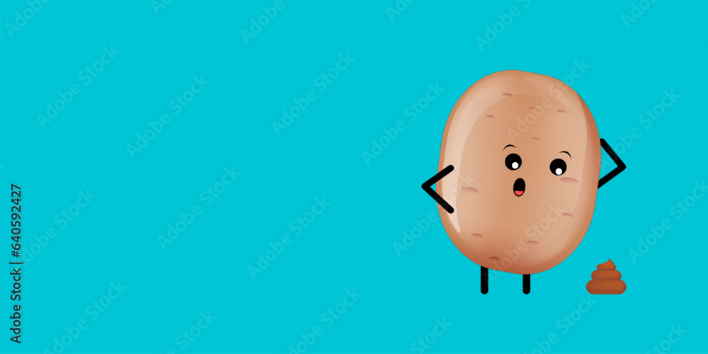 vector funny cartoon cute tiny brown smiling potato character isolated ...
