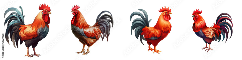 Rooster clipart collection, vector, icons isolated on transparent ...