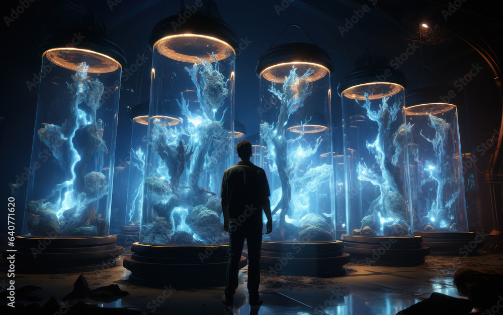 Rare plant laboratory concept, developed at the time of extinction ...