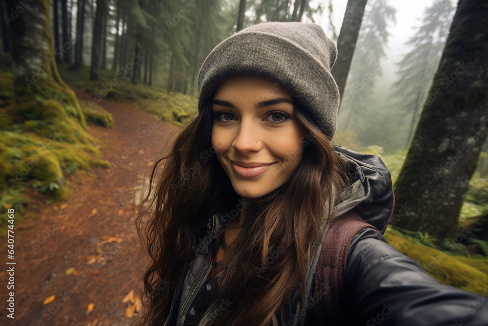 Generative AI picture image of wanderer person in touristic gear ...