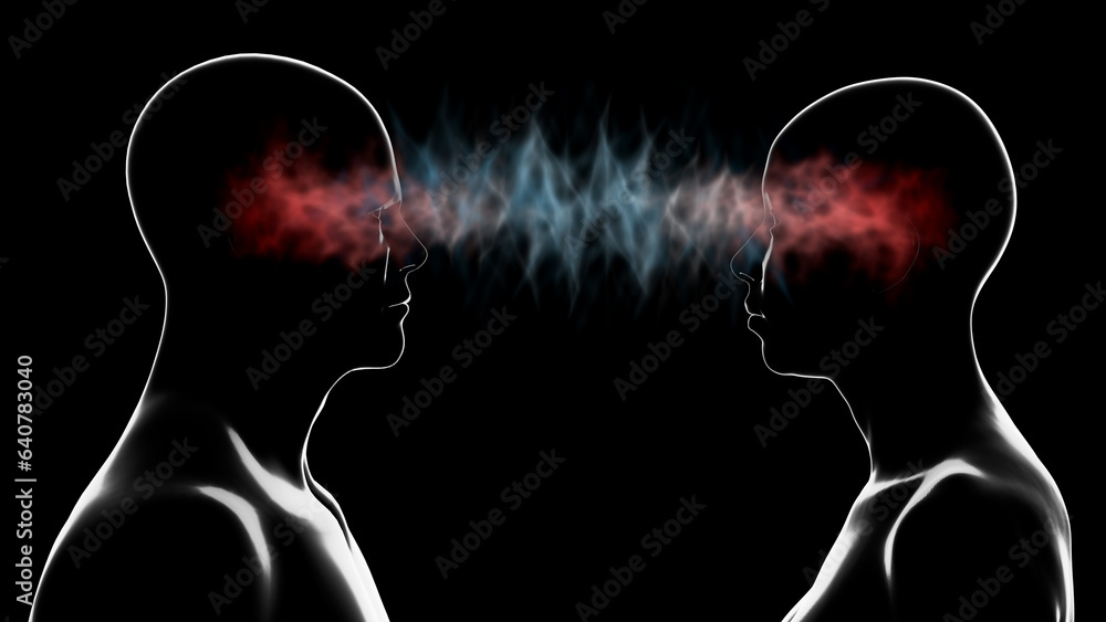 Telepathic communication between 2 people. Profiles of human male ...