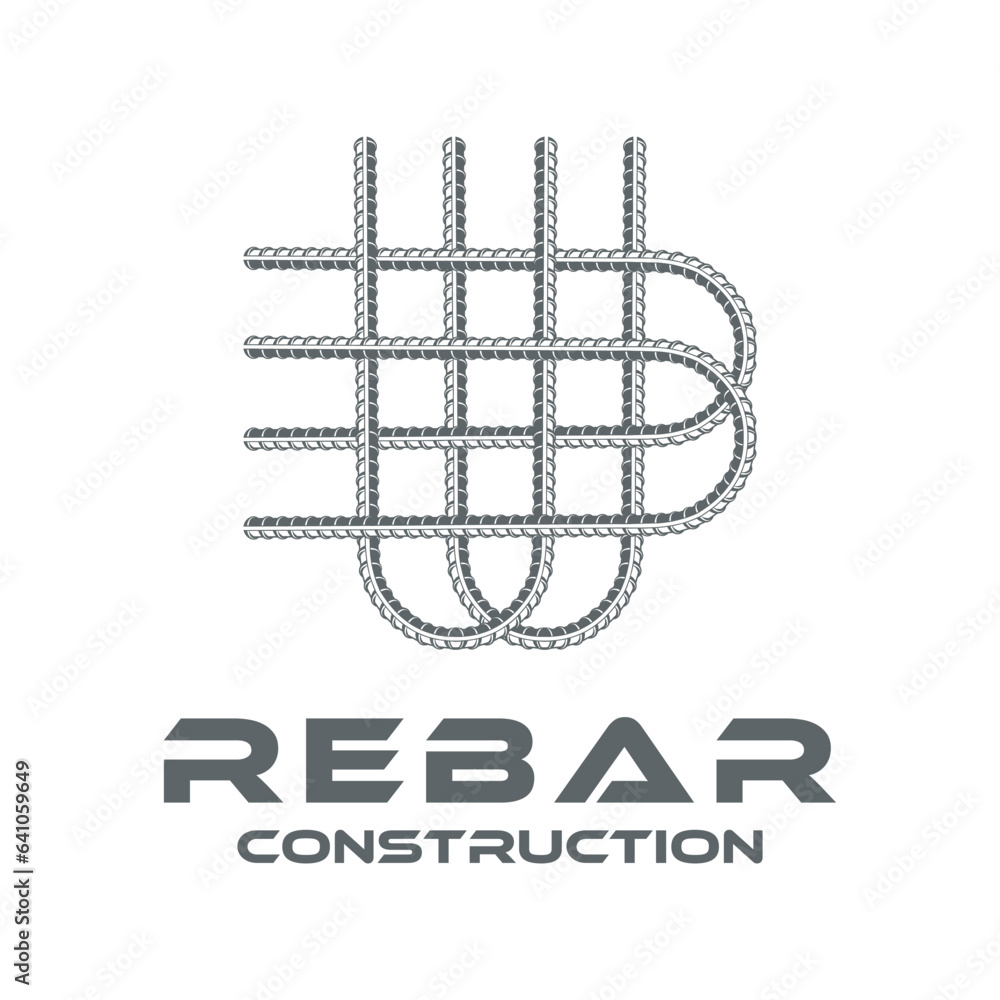 rebar concrete construction logo design vector. reinforcing steel, cast ...