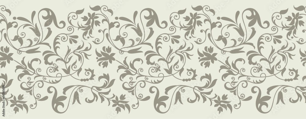 Seamless vintage flower border design Stock Vector | Adobe Stock
