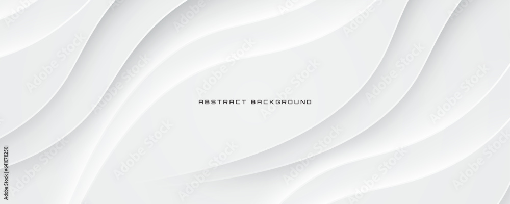 3D white geometric abstract background overlap layer on bright space ...