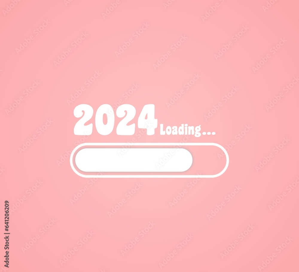 2024 loading illustration. Progress bar design. Isolated on pastel ...