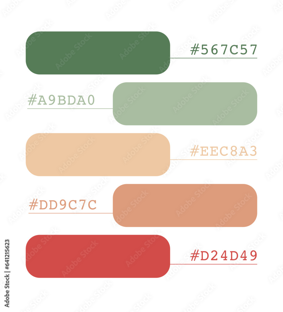 Pink and green spring color palette, light pastel colors catalog, color ...