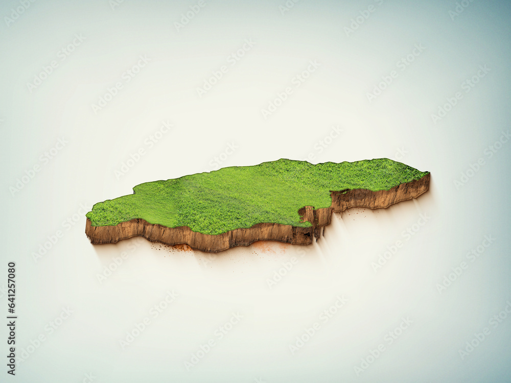 High-quality Jamaica 3D soil map, Jamaica Caribbean 3D soil map render ...