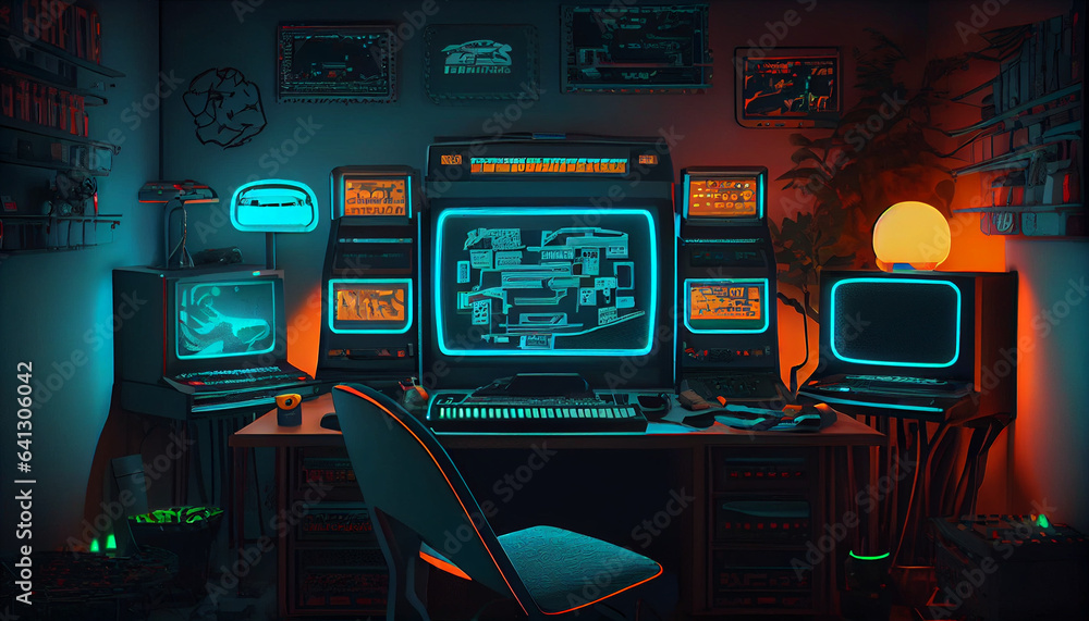 Professional Gamers Room With Ultra Powerful Personal Computer. Paused ...
