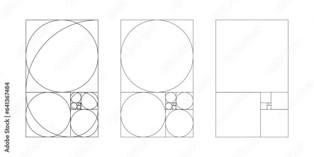 Vector de Stock Golden ratio template set. Method golden section. Fibonacci array, numbers ...