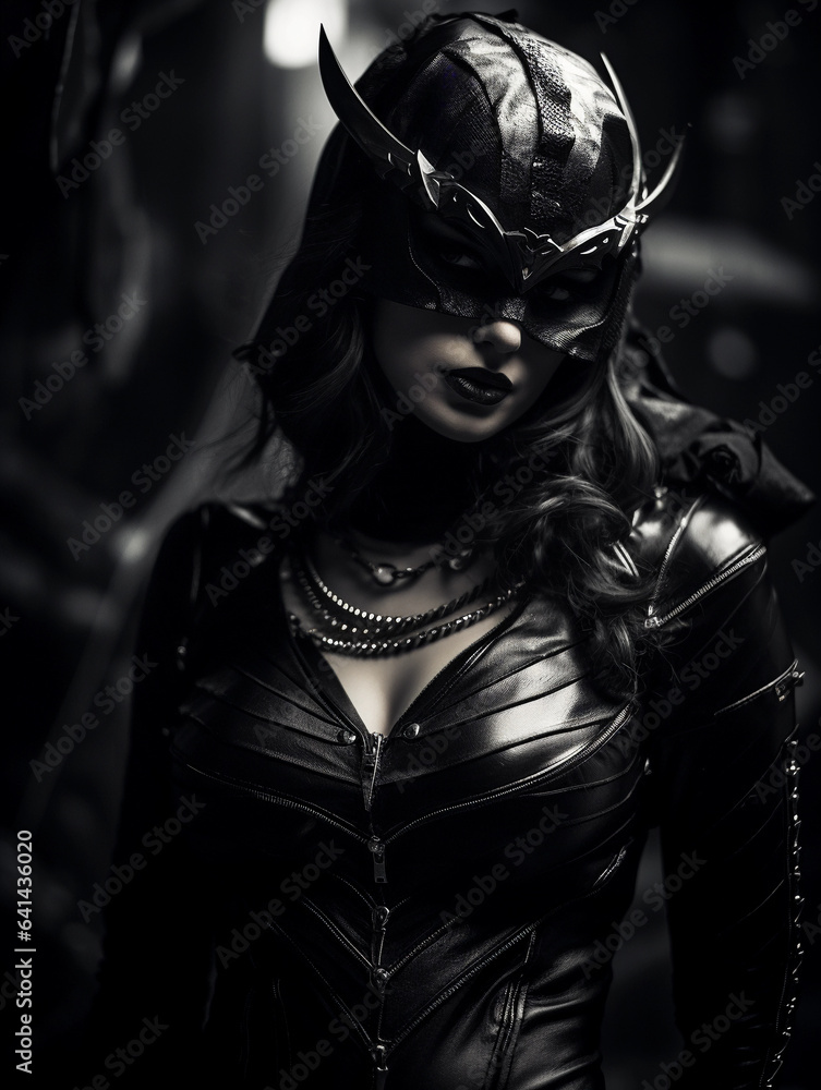 black and white, cosplayers as iconic film villains, studio setup ...