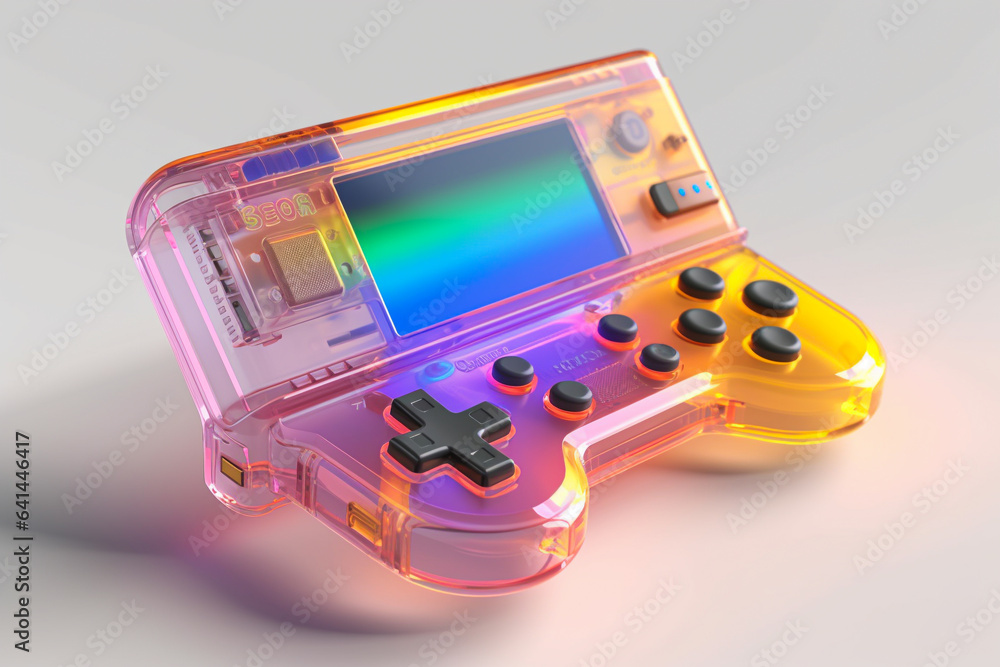 Fictitious portable game console with built-in screen. Transparent ...