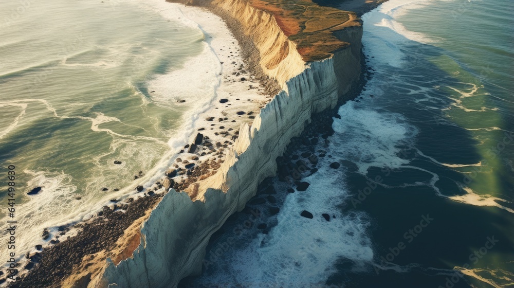 coastline dealing with erosion due to sea level rise, a symbol of ...