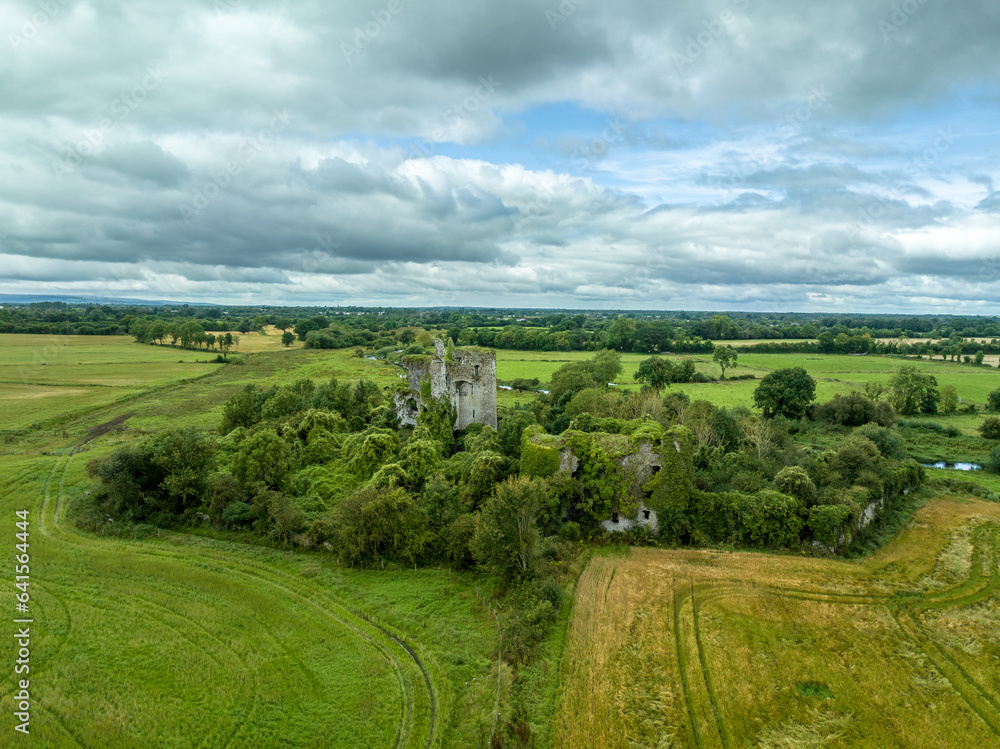 Aerial view of Lea Castle ruined medieval castle of the FitzGerald ...
